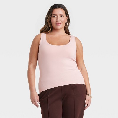 Women's Ribbed Tank Top - A New Day™ Light Pink 2x : Target