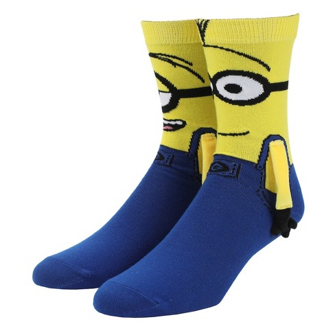 Minions 3d Character Adult Casual Crew Socks : Target
