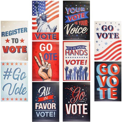 Juvale 10 Pack Go Vote Patriotic Posters For Election Day, 10 Designs ...