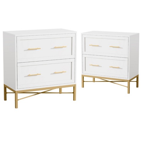 Tribesigns 2pcs 2 Drawer File Cabinet, Modern Lateral Filing Cabinet ...