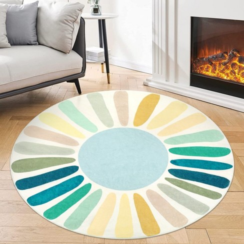 Modern Washable Area Rug Sunrise Colorful Indoor Throw Carpet For ...