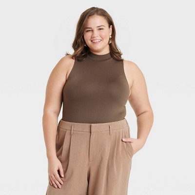 Women's 4-way Stretch Tank Bodysuit - Auden™ Brown Xxl : Target