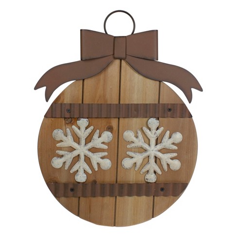 Northlight 16" Rustic Brown Snowflakes Christmas Ornament Wall Sign ...