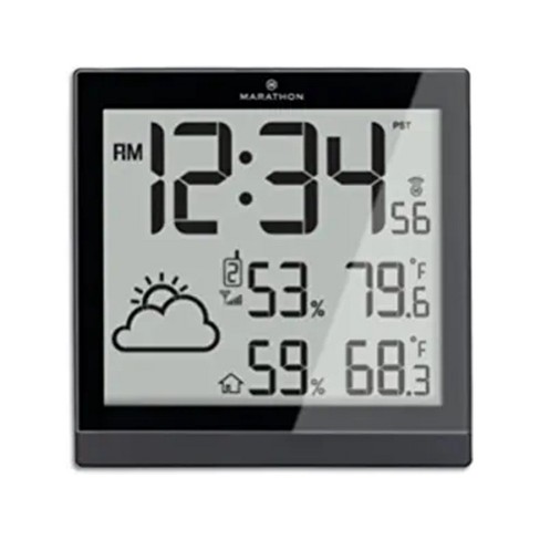 Marathon Atomic 10 Inch Weather Station And Clock With 3 Remote Sensors ...