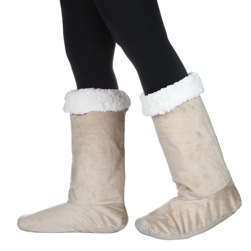 Women's Faux Shearling Lined Slipper Socks, Kid's Winter Indoor Home ...