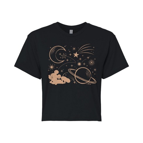 Women's Disney Mickey Constellation Cropped Graphic T-shirt - Black ...