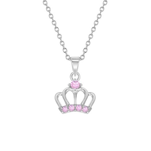 Girls' Cz Classic Crown Sterling Silver Necklace - In Season Jewelry ...