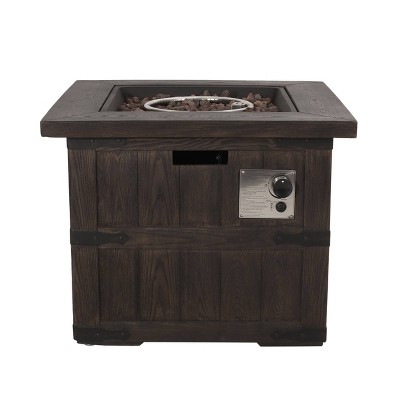 Finethy Outdoor 40000 Btu Light Weight Concrete Square Fire Pit Wood ...