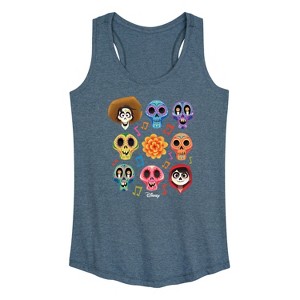 Women's Coco Musical Skulls Graphic Racerback Tank - Heather Blue - X ...