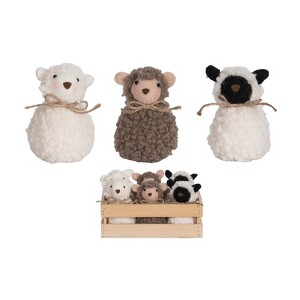 Transpac Mini Plush Farm Sheep Set of 6 Fabric Multicolored for Spring ...