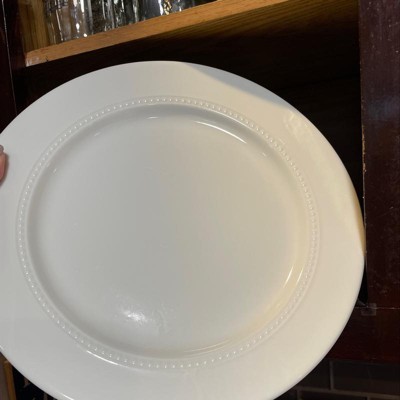 11" Porcelain Beaded Rim Dinner Plate White - Threshold™: Solid ...