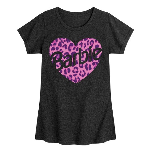 Girls' - Barbie - Leopard Heart Logo Fitted Short Sleeve Graphic T ...