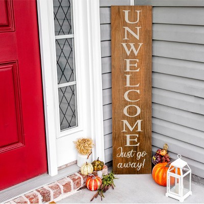 39" Halloween “unwelcome" Porch Sign, Natural Color : Target