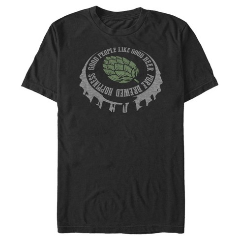 Men's Lost Gods Good People Like Good Beer Hops Bottle Cap T-shirt ...