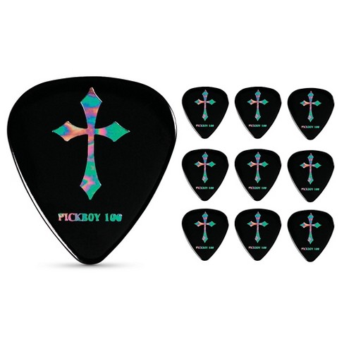 Pick Boy Heavy Metal Cross Black Celltex Guitar Picks 1.00 Mm 10 Pack ...