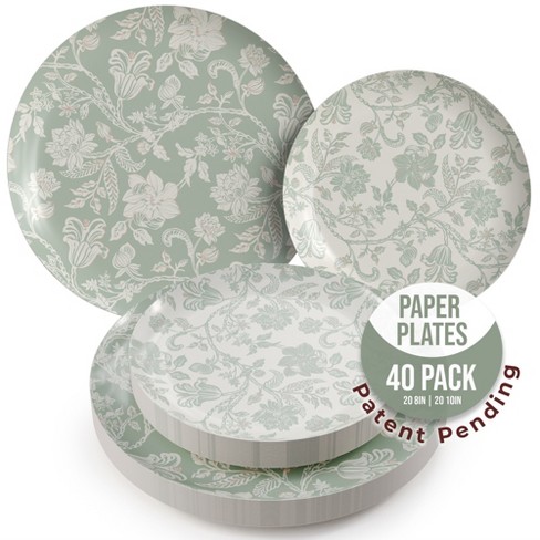 Earthtrends 40 Pcs Floral Paper Wedding Plate Service For 20 10 Dinner Paper Disposable Plates 8 Salad Plates Paper Disposable Plates Gracy Target