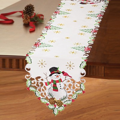 Collections Etc Embroidered Beautiful Rose Cutwork Table Linens Runner ...