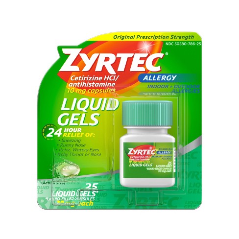 Zyrtec 24 Hour Allergy Relief Capsules - Cetirizine Hcl - 25ct : Target