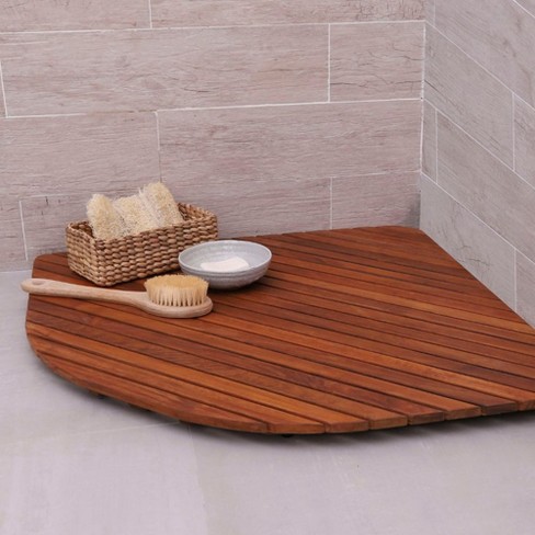 Nordic Teak 30" X 30" Oiled Shower And Bath Mat With Rounded Edge ...
