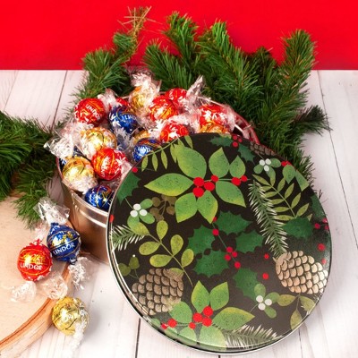 Christmas Candy Gift Tin Lindt Truffles (45pcs) - Golden Pinecones : Target