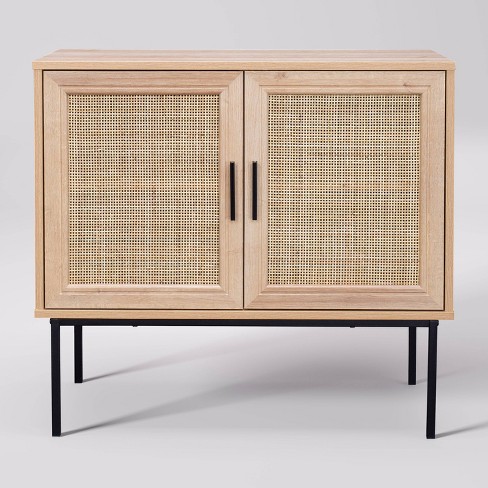 Emmet Compact Sideboard Buffet With Cane Doors Natural - Corliving ...