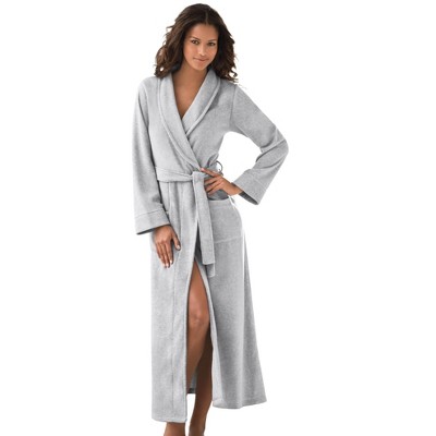 Dreams & Co. Women's Plus Size Microfleece Wrap Robe, 26/28 - Heather ...