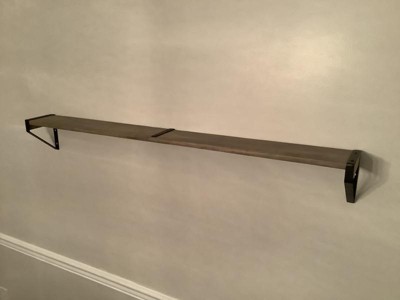 48" Solid Wood Ledge Wall Shelf With Rustic Metal Bracket Driftwood ...