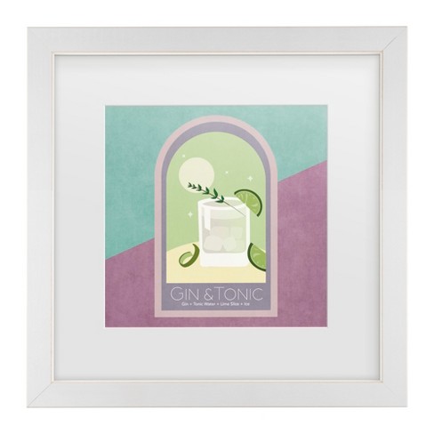 Trademark Fine Art - Emel Tunaboylu Kokteyl Gin Tonic Matted Framed Art - 16x16 : Target