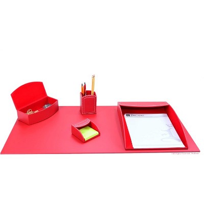 Dacasso 5-piece Home/office Leather Desk Accessory Set - Velveteen, Pu ...