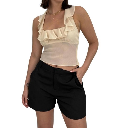 Women's Sheer Ruffle Halter Top - Nia : Target