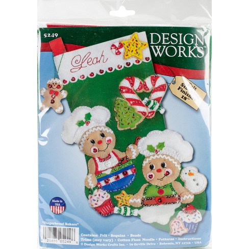 Design Works Felt Stocking Applique Kit 18" Long-gingerbread Bakers ...