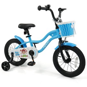 Costway 14” Kids Bike with Training Wheels, Basket, Hand & Coaster ...