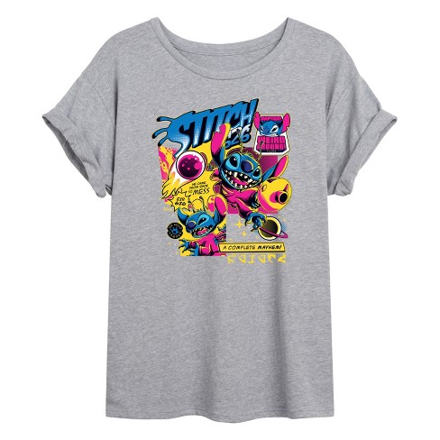 Women's Disney Lilo & Stitch Oversized Graphic T-shirt - Heather Grey ...