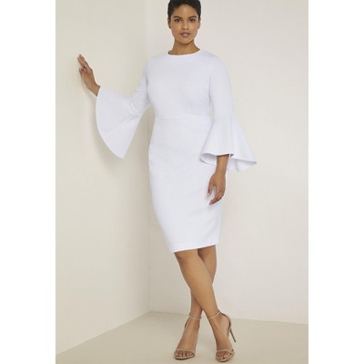 Eloquii Women's Plus Size Flare Sleeve Scuba Dress - 20, Sailor Blue ...