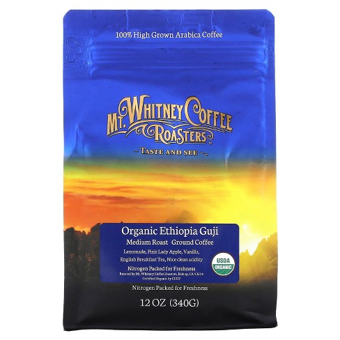 Mt. Whitney Coffee Roasters Organic Ethiopia Guji, Ground Coffee, Medium Roast, 12 Oz (340 G ...