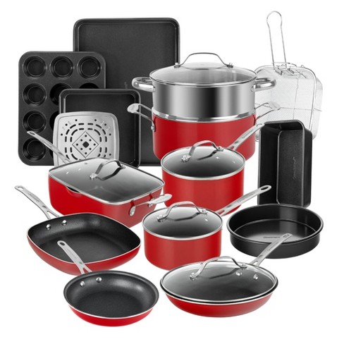 Granitestone 20 Piece Nonstick Red Cookware And Bakeware Set : Target