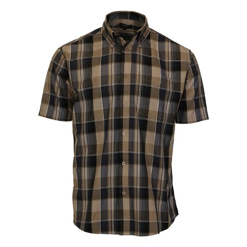 Gioberti Men's Plaid Short Sleeve Shirt, Navy / Khaki, X Large : Target