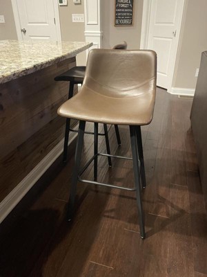 Merrick Lane Set Of 2 Modern Chocolate Brown Faux Leather Upholstered ...