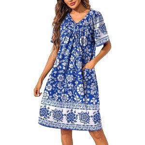 Ekouaer Womens House Dress Floral Print Moo Moos Nightgowns Moomoo ...