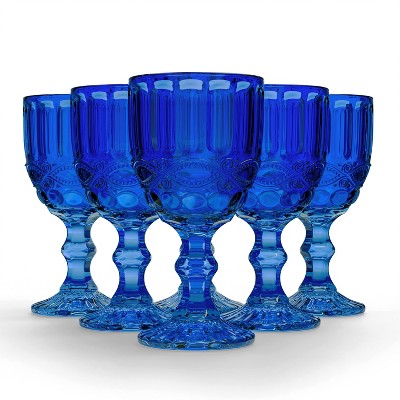 Elle Decor Embossed Goblets Glasses, Vintage Glassware Sets, Water ...