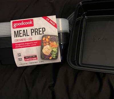 Goodcook Meal Prep 1 Compartment Rectangle Black Containers + Lids ...