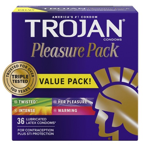 Trojan Pleasure Pack Assorted Lubricated Condoms - 36ct : Target