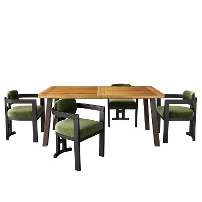 5pc Raleigh Retro Dining Set Dark Green - Buylateral: Chrome Pedestal ...