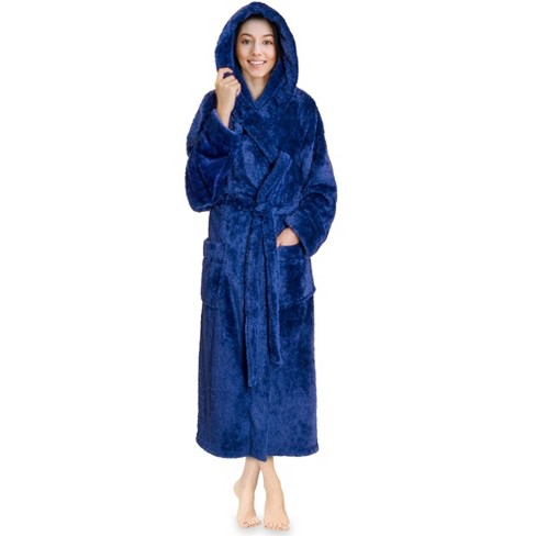 Pavilia Women Hooded Plush Soft Robe, Fluffy Warm Fleece Faux Shearling ...