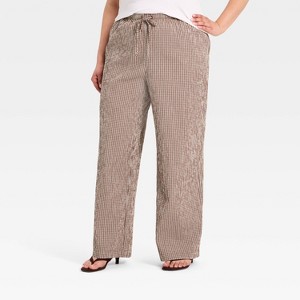 Women's Seersucker Effortless Pull-On Pants - A New Day™ Brown XXL : Target