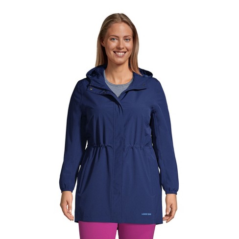 Lands' End Women's Plus Size Waterproof Hooded Packable Raincoat - 2x ...