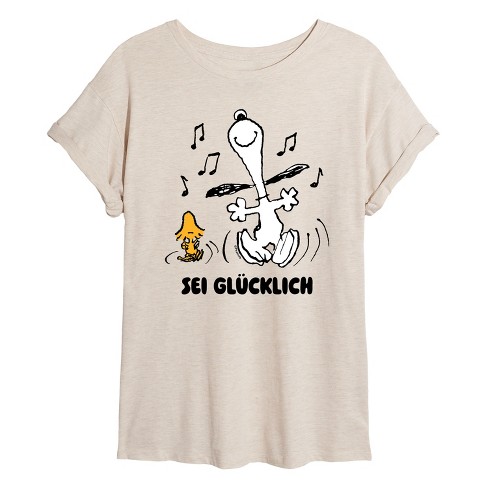 Women's - Peanuts - Snoopy And Woodstock Be Happy German Oversized ...