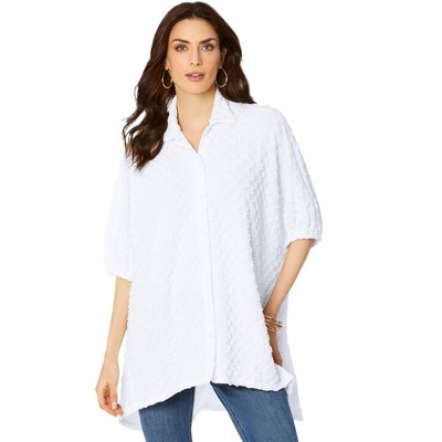 Roaman's Women's Plus Size Button-down Textured Knit Tunic. : Target