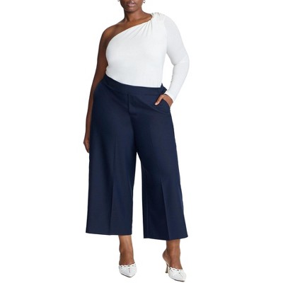 Eloquii Elements Women's Plus Size Woven Wide Leg Crop Pant - 24 ...