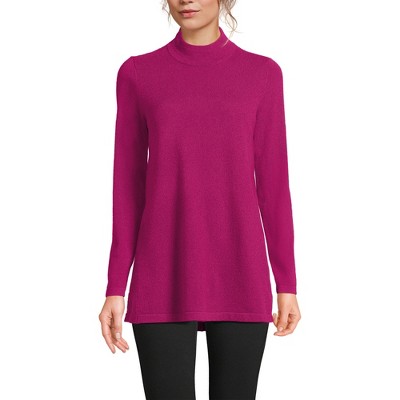 Lands' End Women's Cashmere Mock Neck Swing Tunic Sweater - Small ...